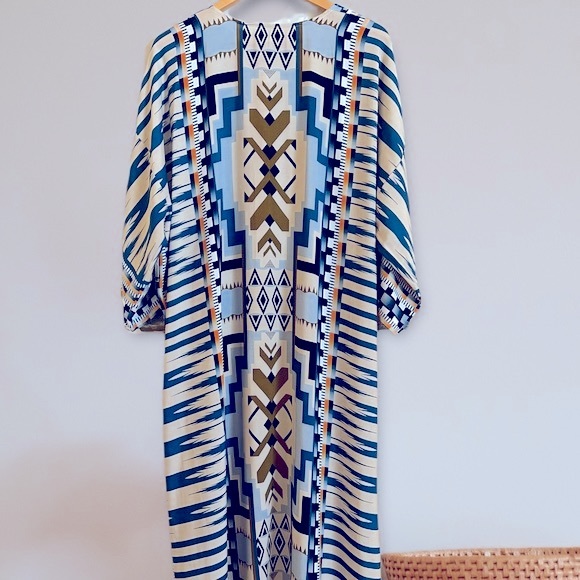 Rock Springs Clothing | Kimonos & Yukatas | Aztec Kimono Blue Boho ...